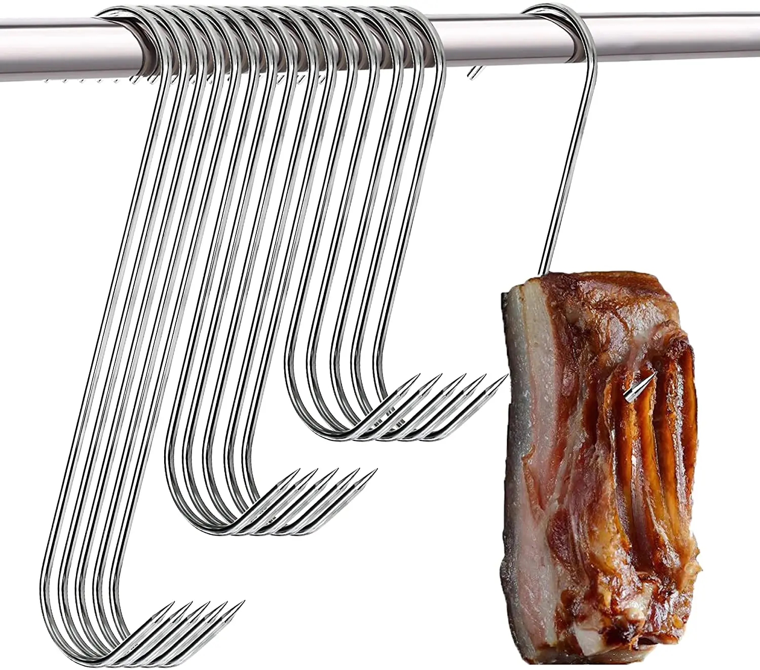 10-20-pcs-Stainless-Steel-S-Hooks-with-Sharp-Tip-Utensil-Meat-Clothes ...
