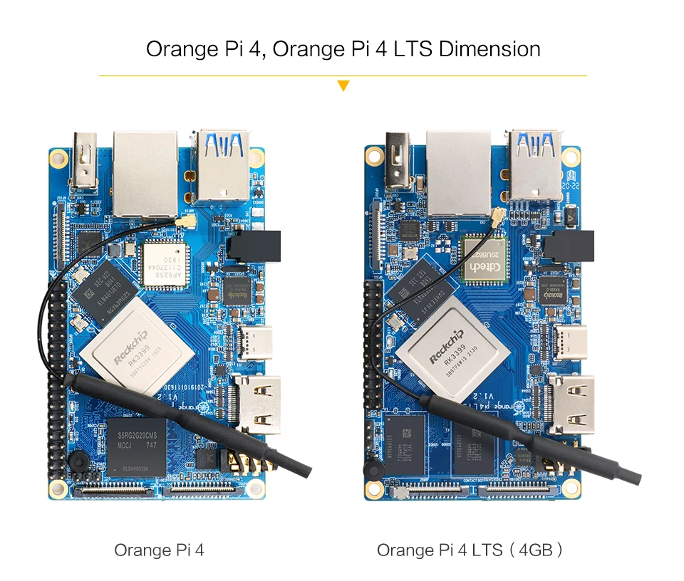 Orange Pi 4 LTS 4GB DDR4 RAM with 16GB eMMC RK3399 Wifi BT5.0 (supports Android, Ubuntu and ...
