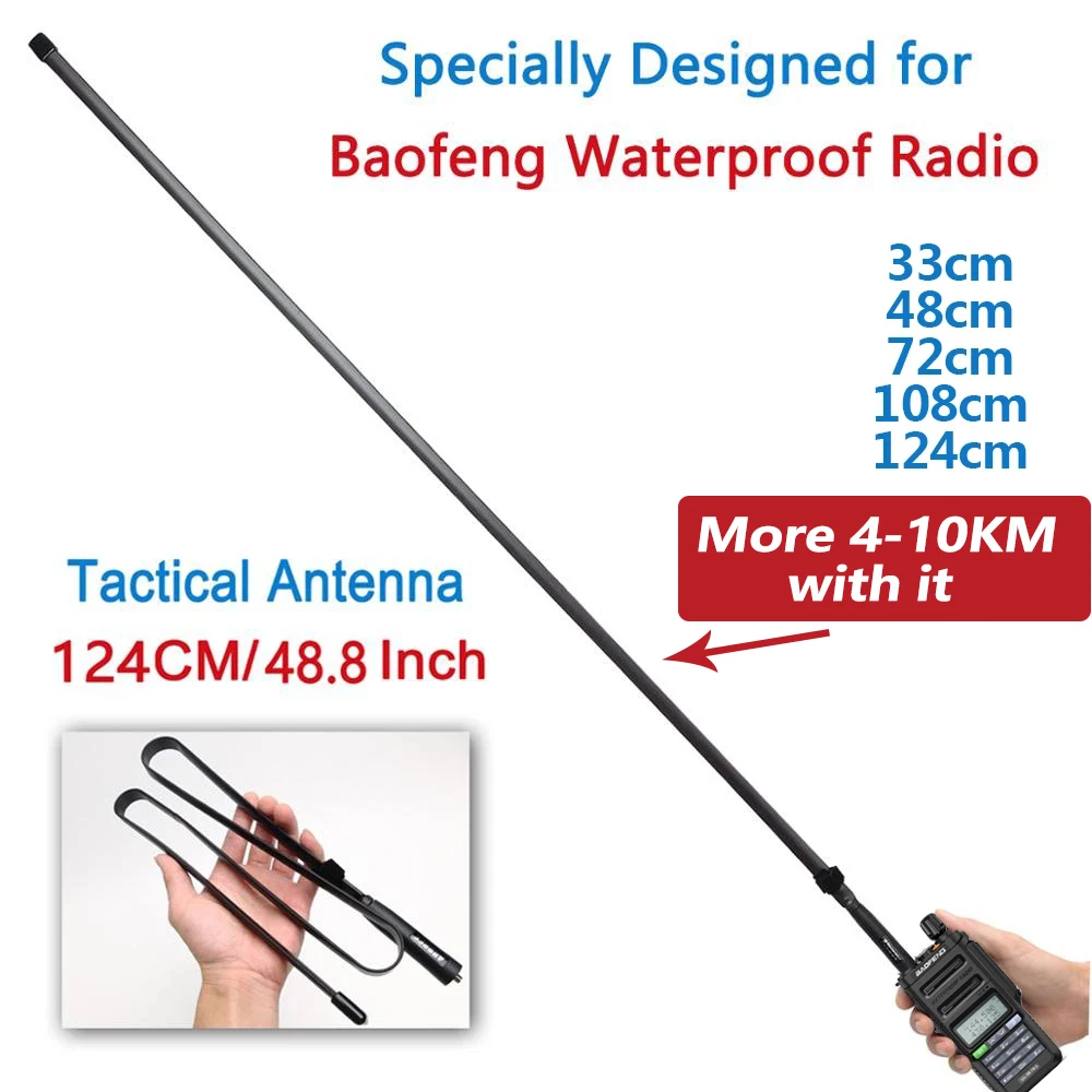 ABBREE antena táctica plegable para walkie talkie, Radio impermeable, VHF/UHF, 144/430MHz, para ...