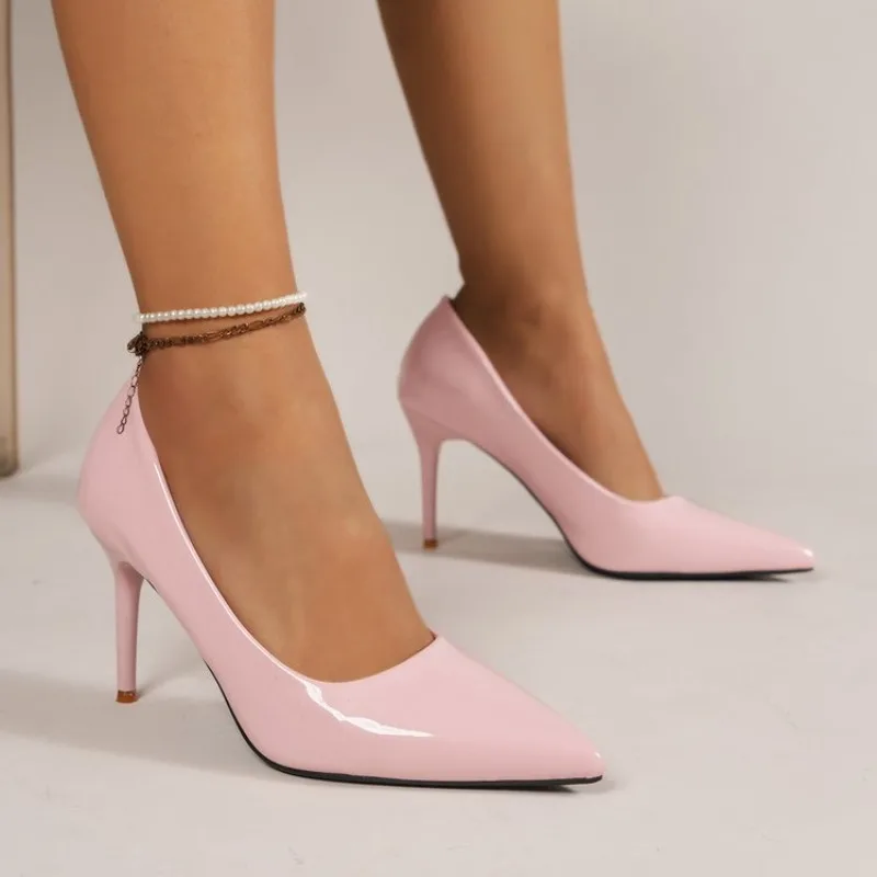 Zapatos-de-tac-n-alto-rosa-para-mujer-calzado-de-punta-estrecha-Sexy ...