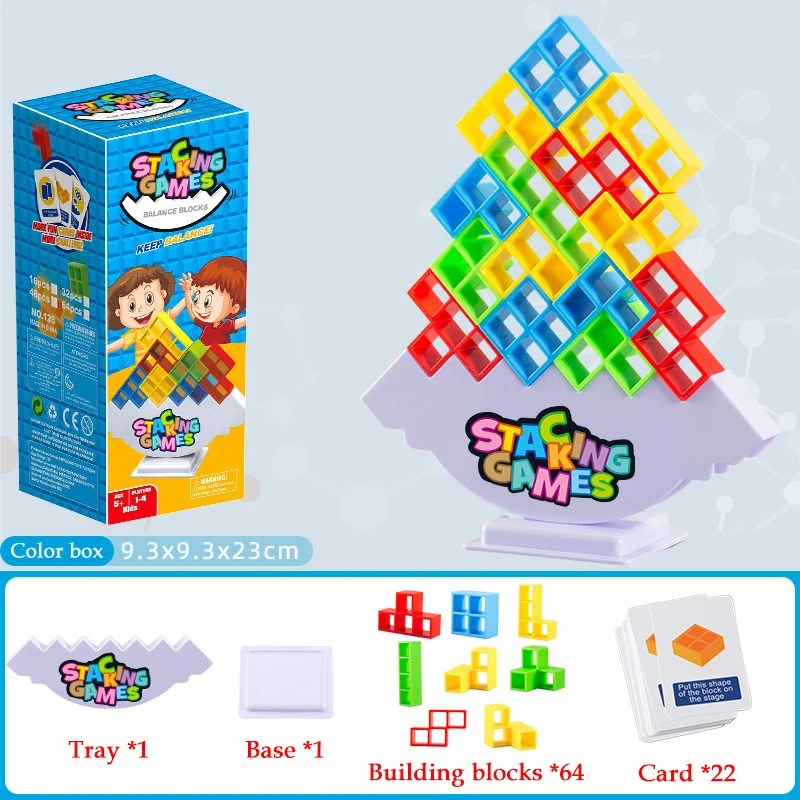 Juego de mesa de 48 bloques de construcción apilables Tetra Tower Fun ...