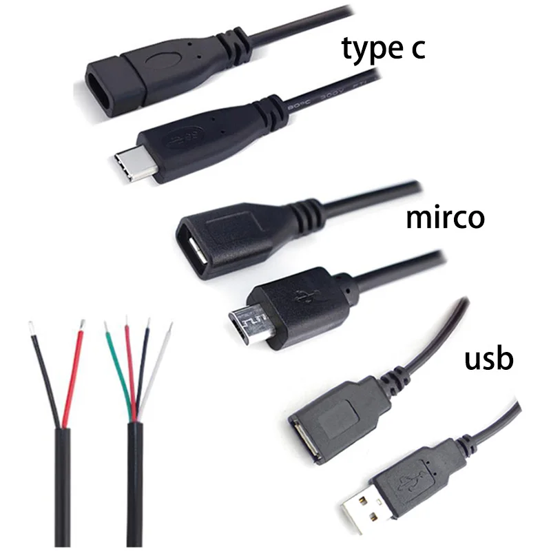 Connecteur Micro USB Type A Mâle Femelle Type C, Câble d'Alimentation ...