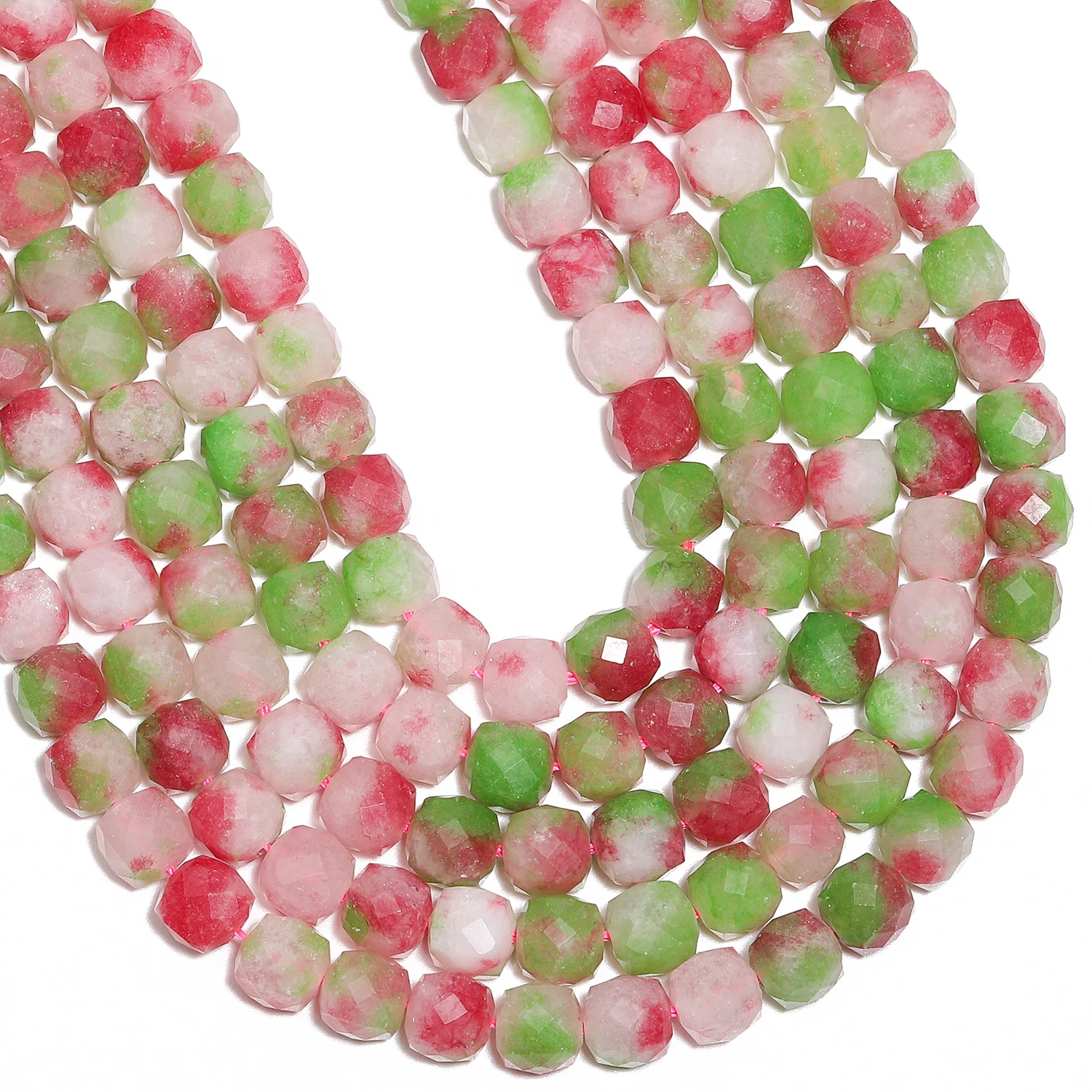 Watermelon Tourmaline Jade Bead Faceted 7mm Square Cube Shape Beads for ...