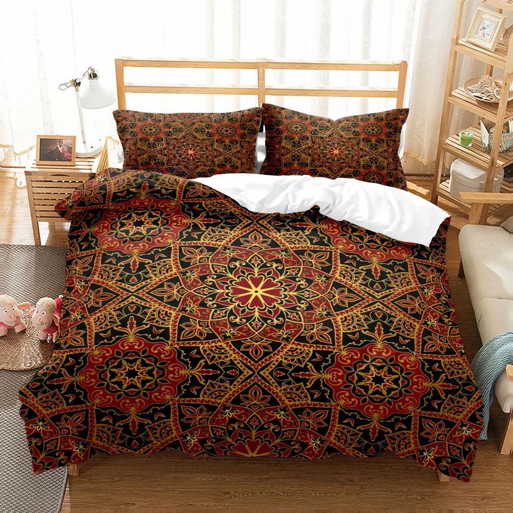 Luxury-Golden-Pattern-3D-HD-Bedding-Set-Queen-Duvet-Quilt-Cover-Pillow ...