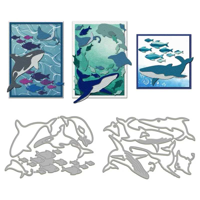 14Pcs Whale Fish Cutting Dies Marine Animals Cutting Dies for Summer ...