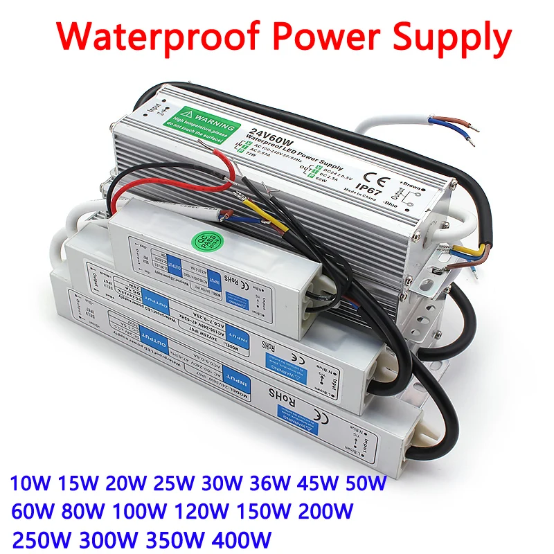 DC 12V 24V Waterproof Power Supply IP67 Universal Lighting Transformers Led Driver For 5050 2835 ...