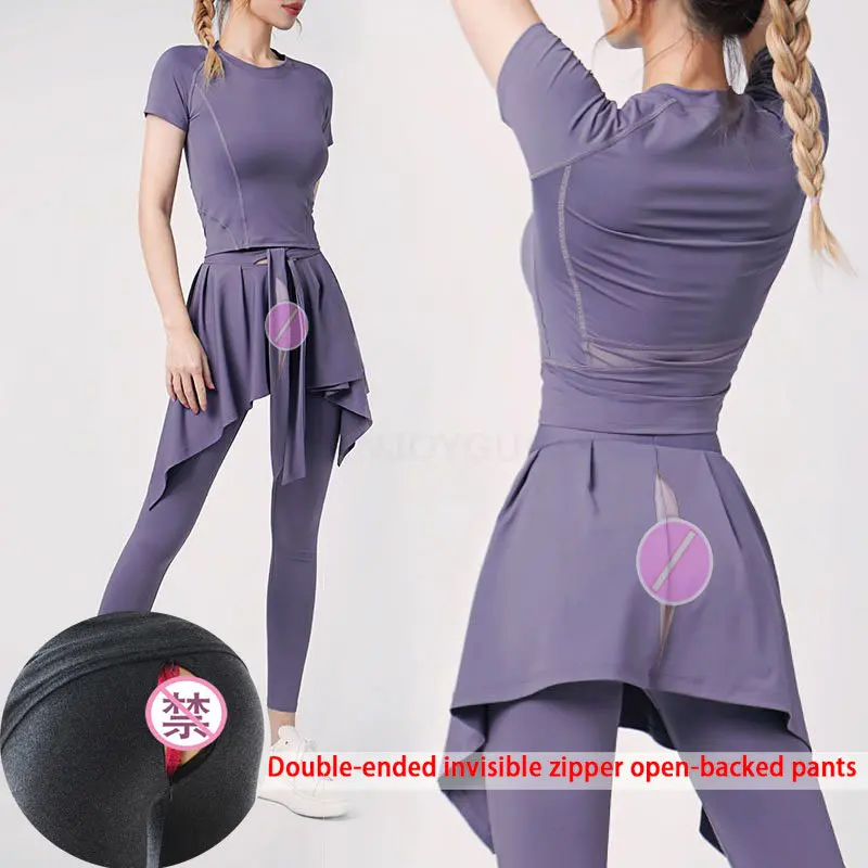 Yoga-Pants-Summer-High-Waist-Invisible-Open-Seat-Pants-Skirt-Outdoor ...