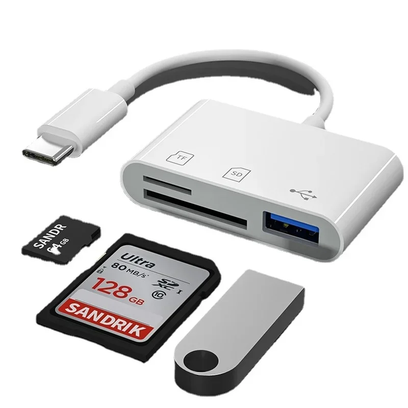 Type-C Adapter TF CF SD Memory Card Reader OTG Writer Compact Flash USB ...