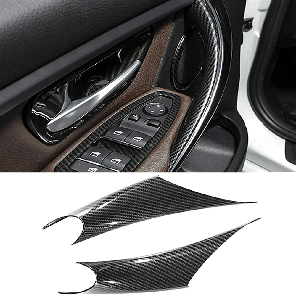 2PCS Carbon Fiber Door Handle Covers For BMW 3/4 Series Driver Side ...