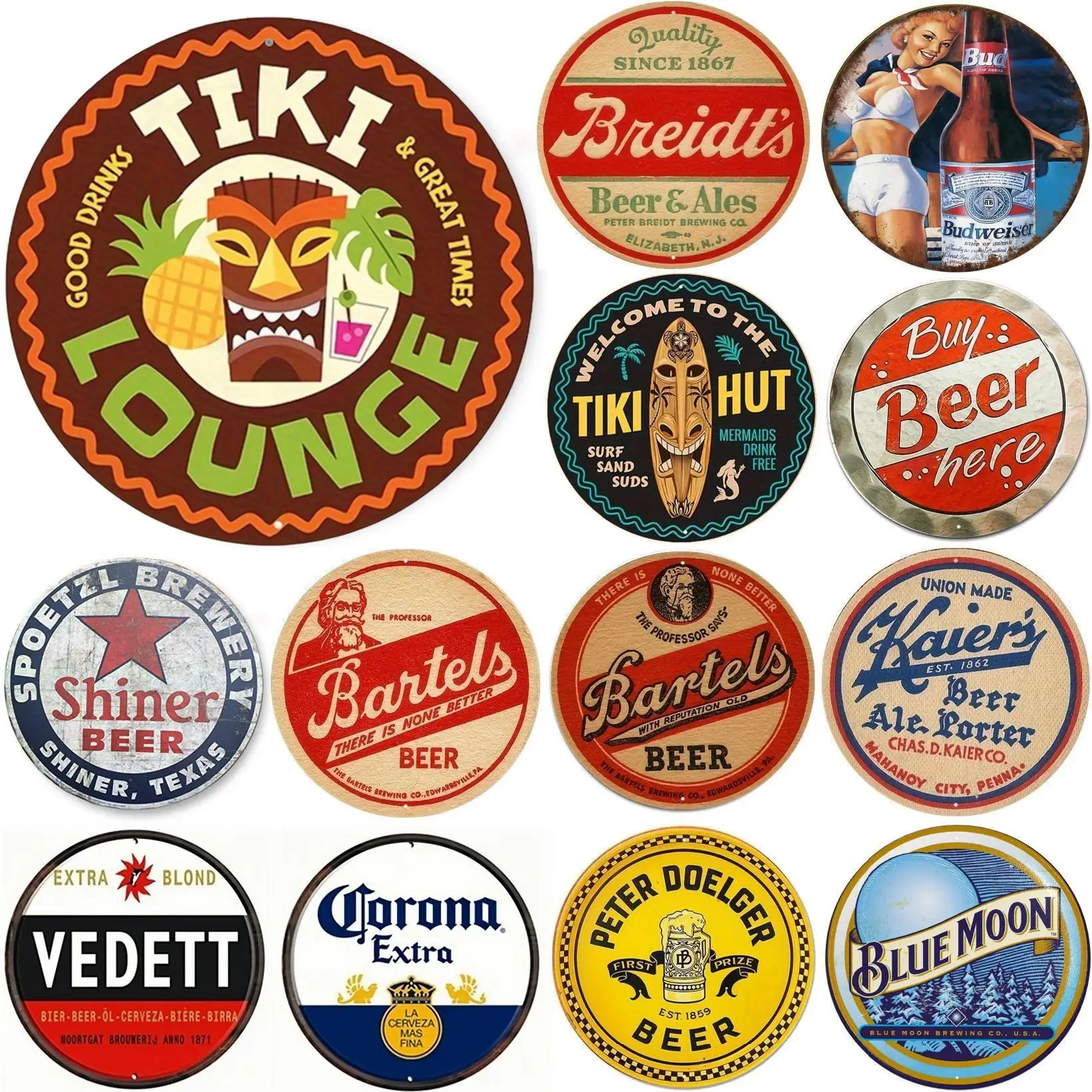 Vintage-Tiki-Bar-Beer-Brand-Round-Metal-Sign-Craft-Beer-Design-For-Bar ...