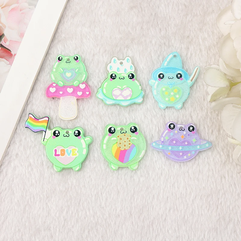 6Pcs-Funny-Cute-Love-Frog-Charms-Swimming-Animal-For-Earring-Keychain ...