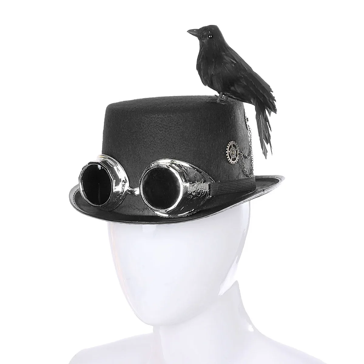 Gothic Steam Punk Crow Hat Street Perform Retro Jazz Hat Party Dance ...