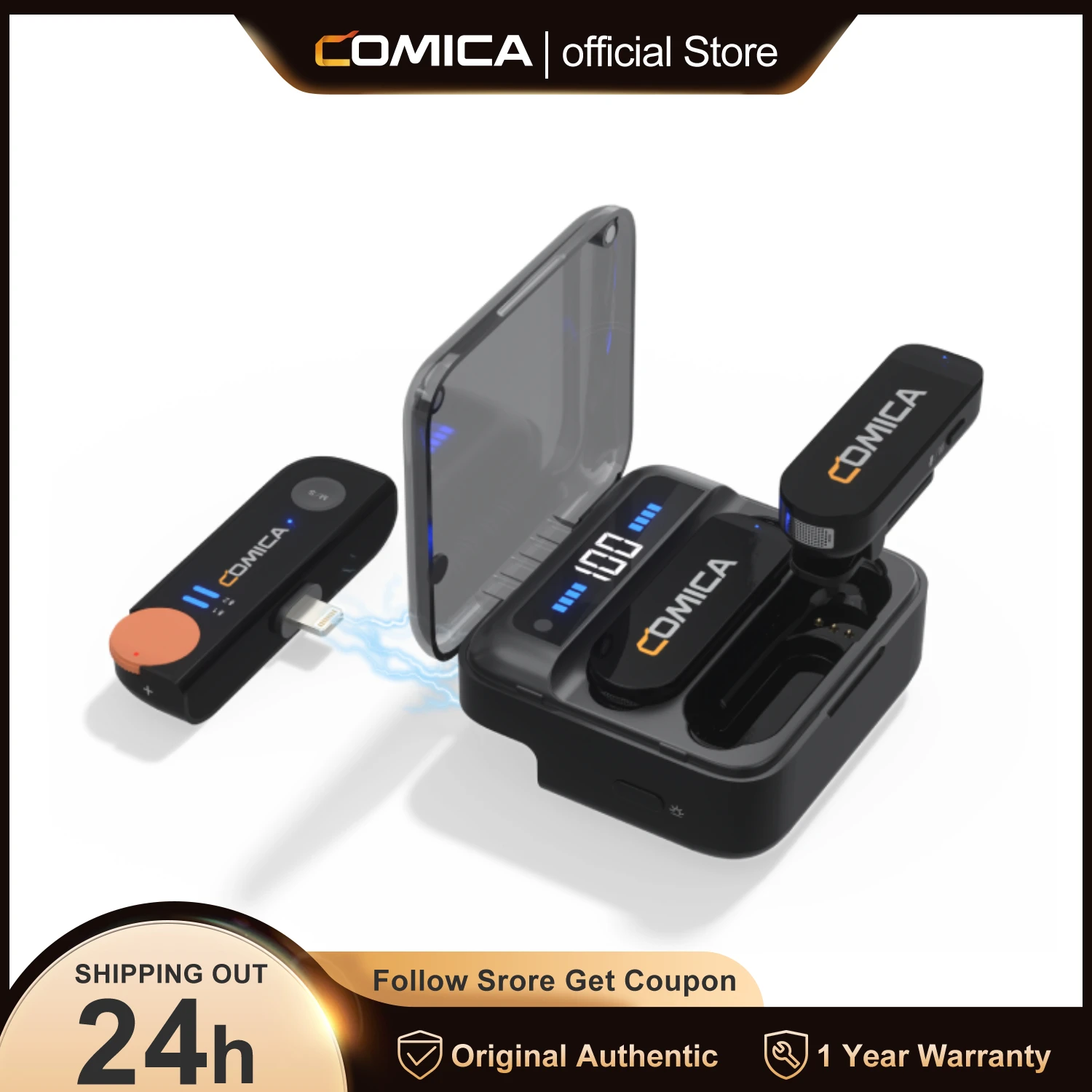 Microfone de lapela sem fio, Comica Vimo S 2.4G Microfone de lapela sem ...