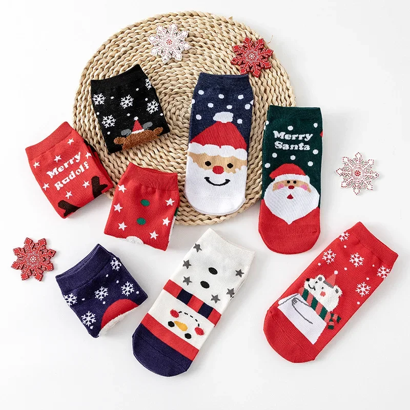 2024-New-4-Pairs-of-New-Year-Christmas-Men-s-and-Women-s-Short-Socks ...