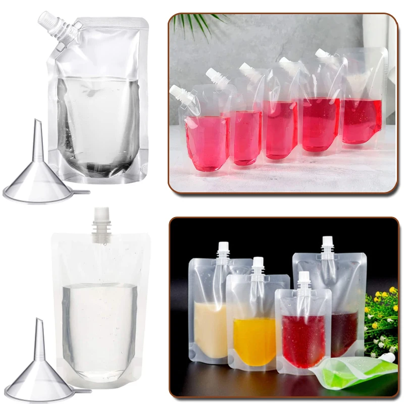 100ml-500ml-Travel-Drink-Spout-Pouches-Transparent-Plastic-Bags-Sealed ...