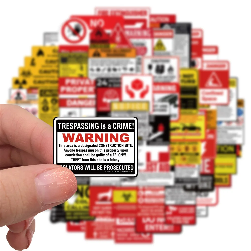 75pcs Danger Warning Sign Stickers For Phone Guitar Suitcase Scrapbook ...