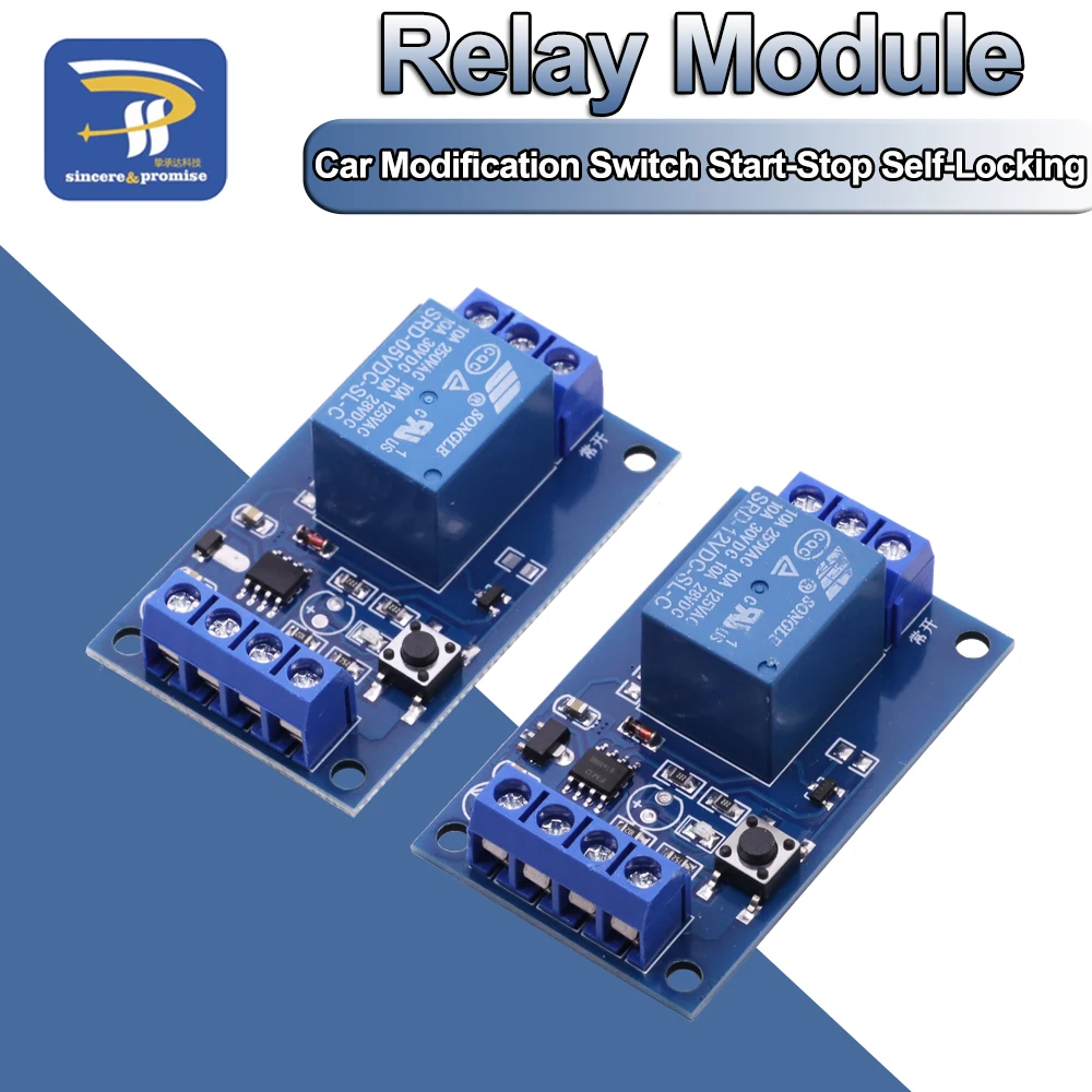 5V 12V Single Button Bistable Switch Bi-Stable Relay Module Car Modification Switch One-Button ...