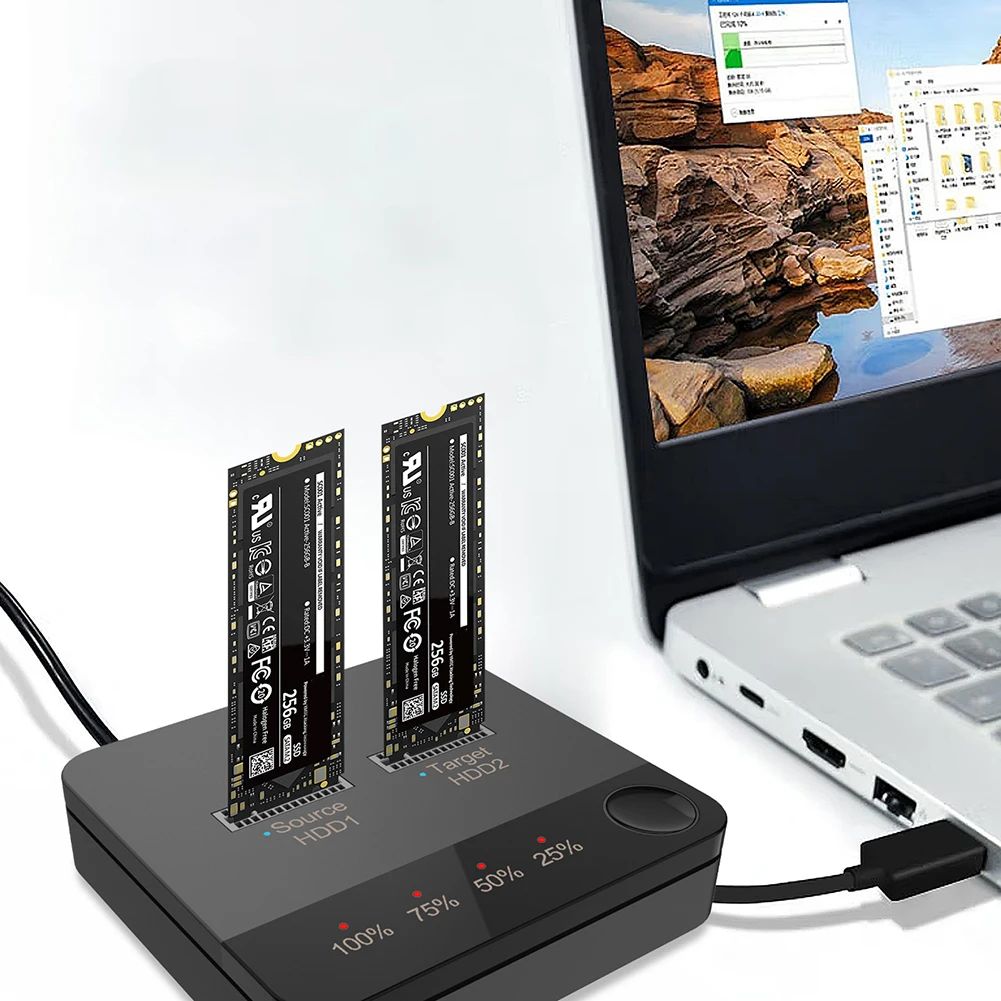 M.2 SATA/NVMe Dual-Bay M.2 SSD Duplicator Data Transmission M.2 Cloner ...