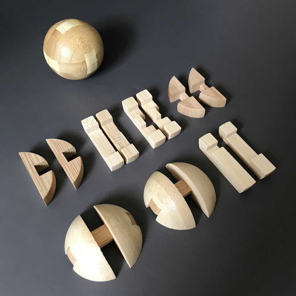 Kong Ming Lock Kids 3D Handmade Bamboo Wooden Luban Lock Adult ...