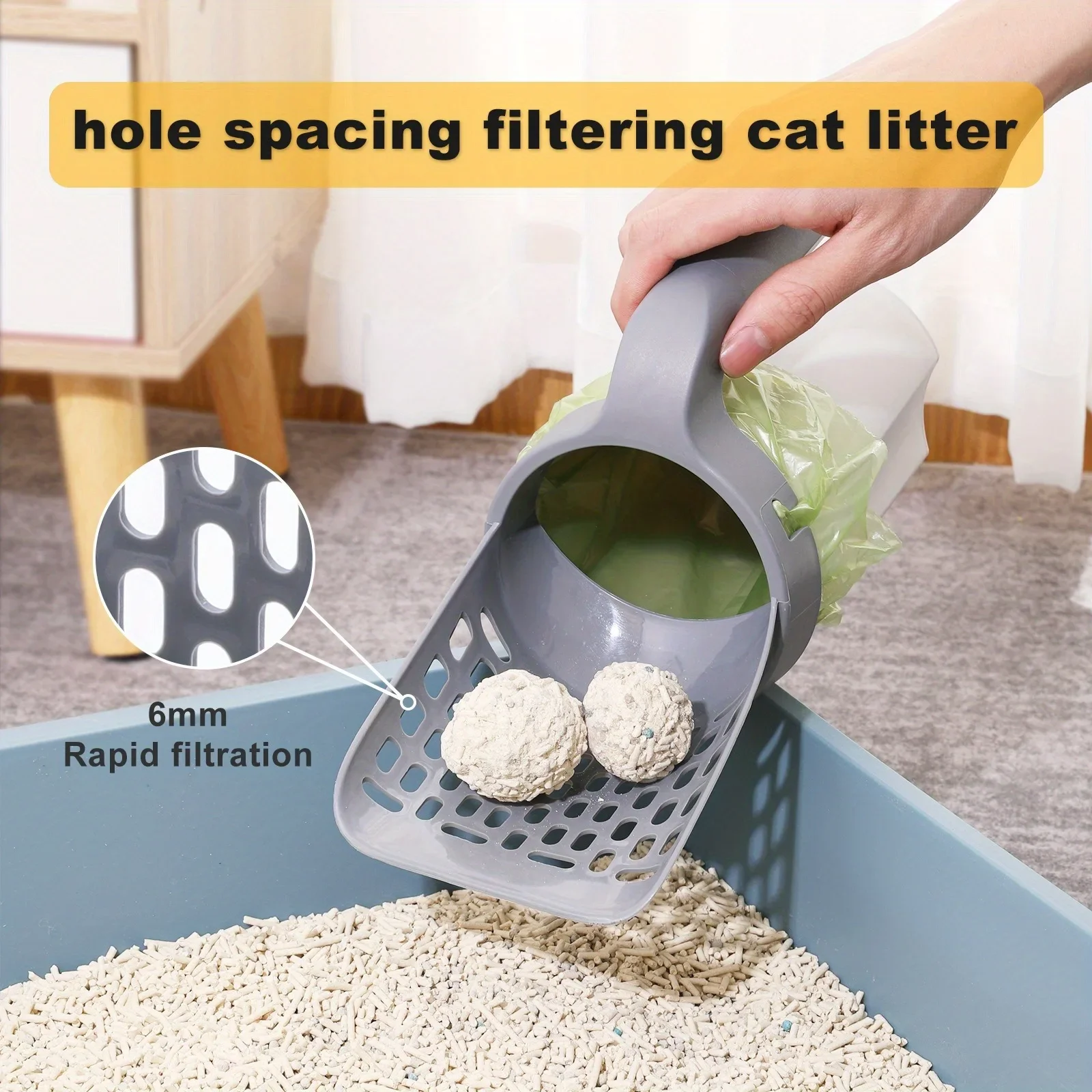 Cat Litter Scoop with Integrated Trash Can - Large-Capacity Portable ...