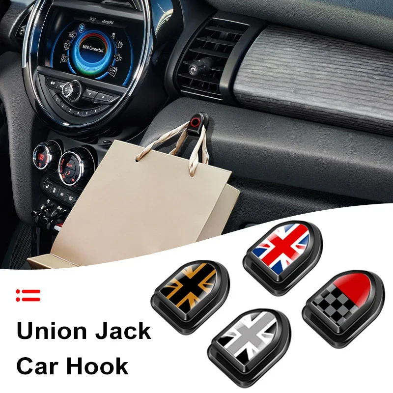 4Pcs-Union-Jack-Car-Hooks-Dashboard-Self-Adhesive-Storage-For-MINI ...