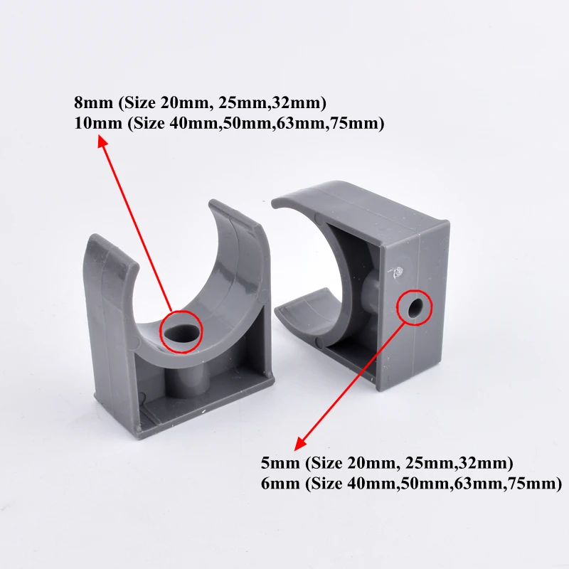 I.D 20-75mm PVC Gray U-shaped Pipe Clamp Plastic Clamp Pipe Holder ...