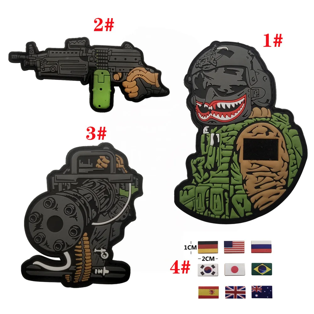 3D-PVC-Patches-Submachine-Gun-Machine-Gun-Barbarian-Helms-World-Flags ...