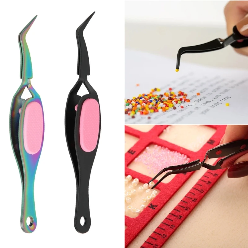Gripping Tweezers for Jewelry Making Repair Tool Flat Tip Crossing Lock ...