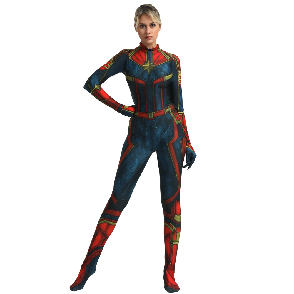 Captain-Marvel-Costume-body-Sexy-Red-Superhero-Cosplay-Holloween ...
