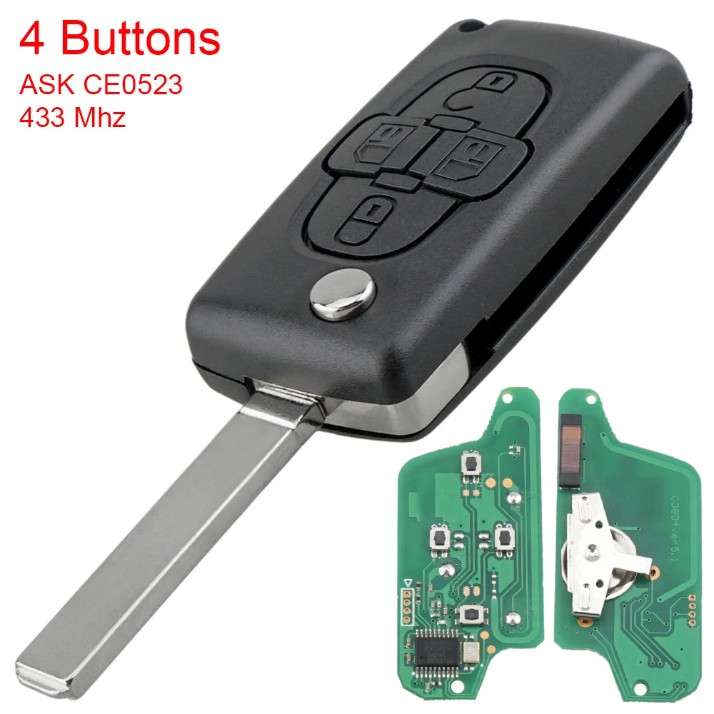 ASK-433Mhz-4-Buttons-ID46-Chip-and-VA2-Blade-CE0523-Flip-Folding-Remote ...