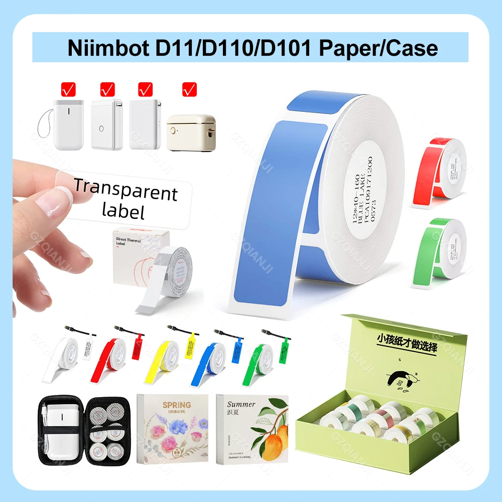 Niimbot-Printer-D11-D110-D101-Official-Label-Sticker-Paper-Roll-Color-White-Transparent-Clear ...