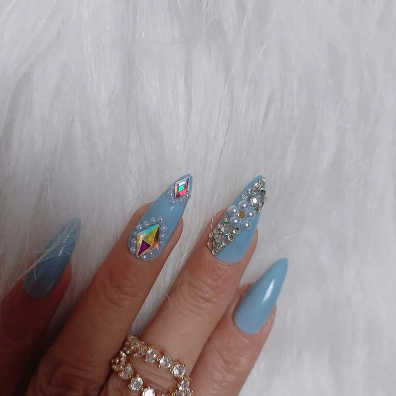 Light Blue Pointy Nails