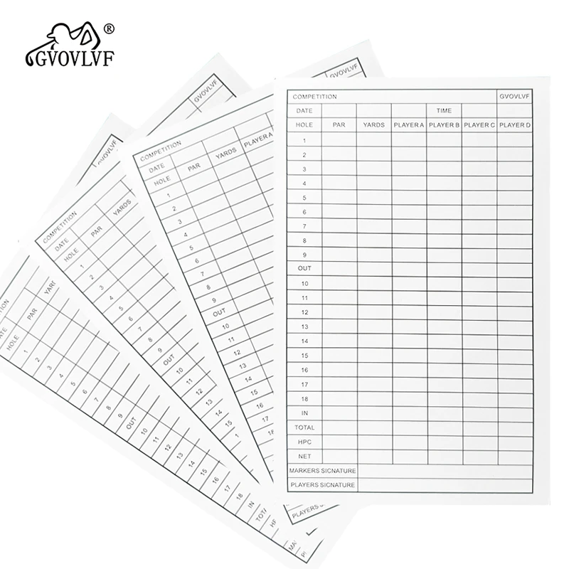 20pcs GVOVLVF Golf Scorecard Score Sheet Tracking Record Stat Card ...