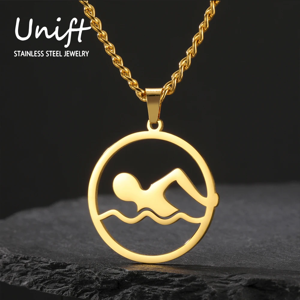 Unift Freestyle Swimming Necklaces for Women Teens Stainless Steel ...