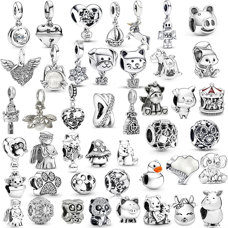 2Pcs-Silver-Color-Animal-Dog-Owl-Pig-Charm-Beads-Pendant-Fine-Bracelets ...