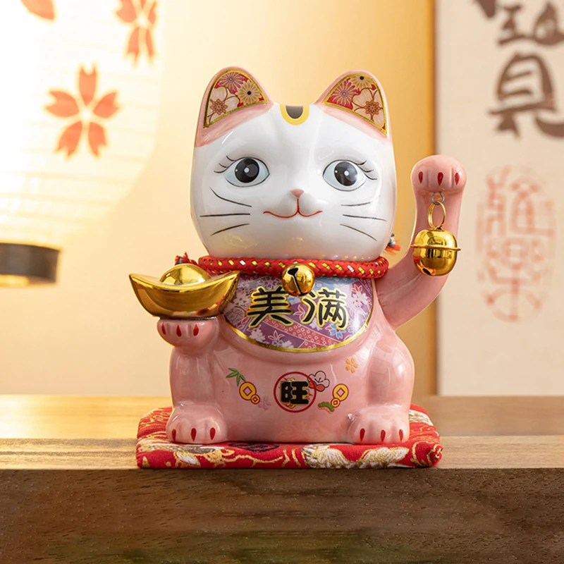 5 Inch Ceramic Maneki Neko Lucky Cat Money Box Fortune Colored Cat ...