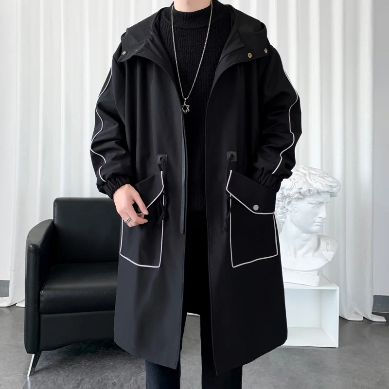 Autumn Men's Trench Solid Color Oversized Long Jacket 2021 Fashion Big ...