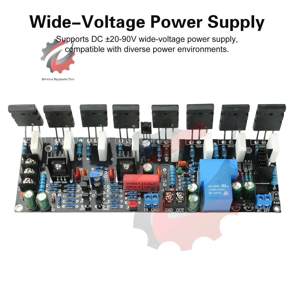 DC 20V-90V 400W Upgraded Single Channel Power Amplifier 1943+5200 Dual ...
