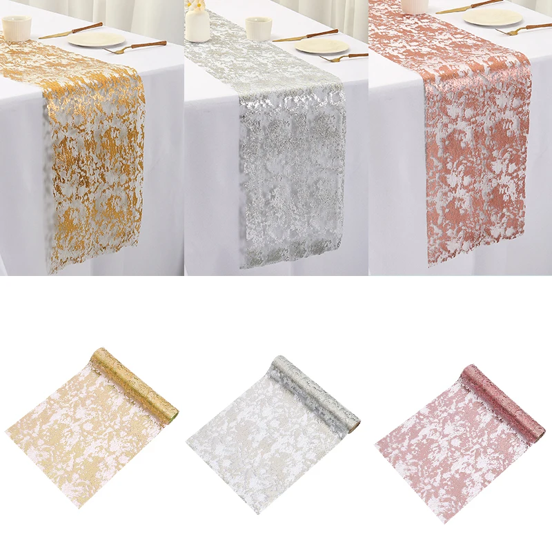 Gold-Table-Runner-Glitter-Metallic-Foil-Thin-Mesh-Table-Runners-Roll ...