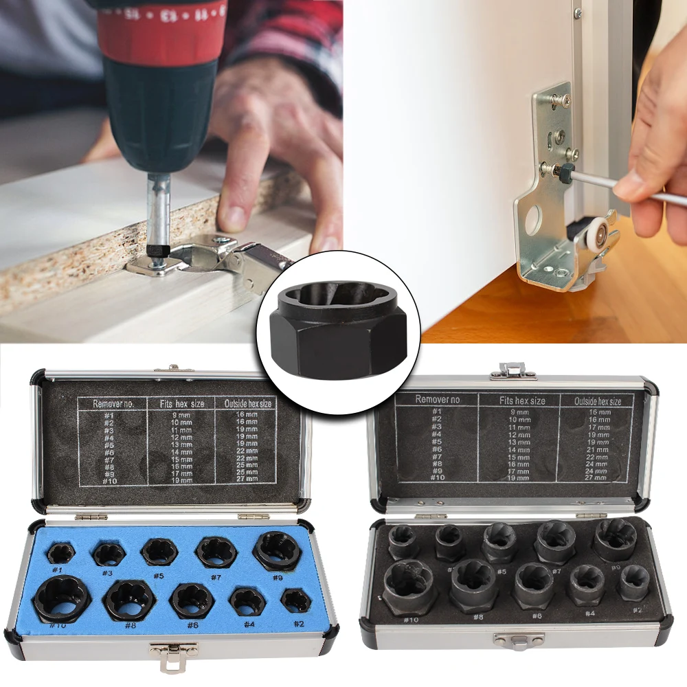 10pcs-Set-Hand-Tools-Kit-Damaged-Screw-Extractor-Bolt-Nut-Removal ...