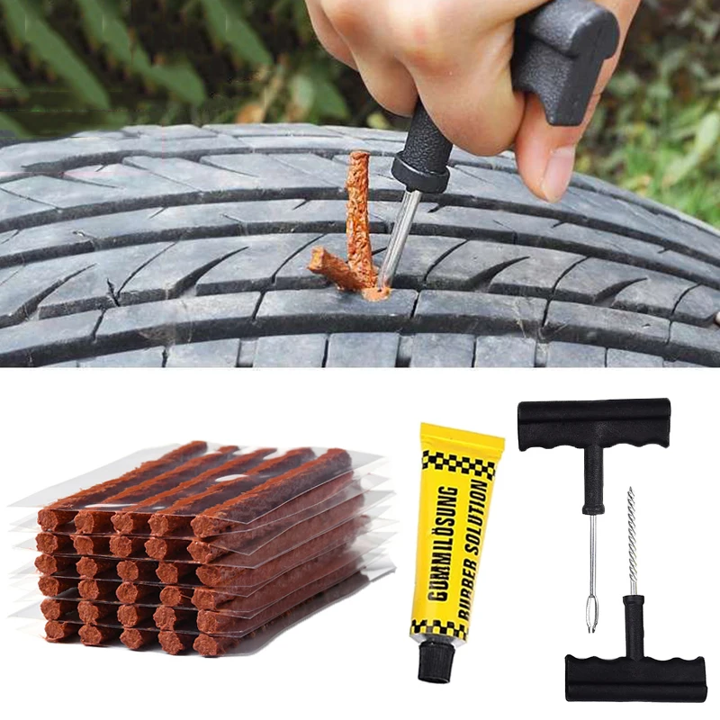 Car-Tire-Repair-Tool-Kit-with-Rubber-Strips-Tubeless-Tyre-Puncture ...