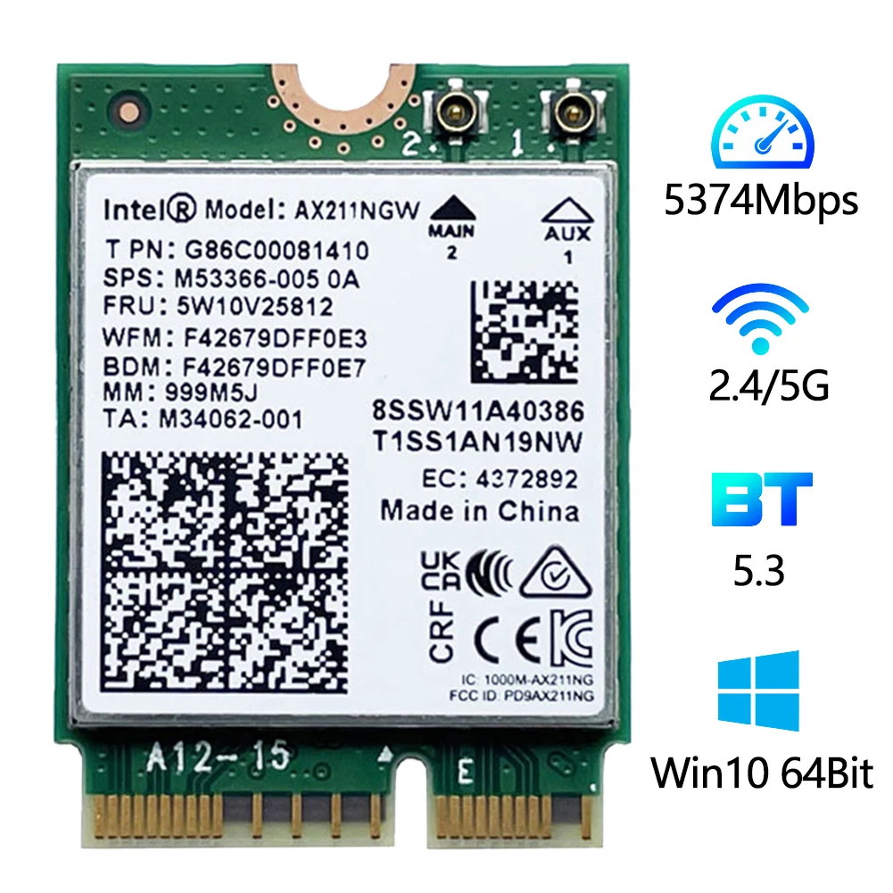 Wifi 6e Ax211ngw Cnvio2 M 2 Placa De Rede Bluetooth 5 3 802 11ax Banda wifi-6e-ax211ngw-cnvio2-m-2-placa-de-rede-bluetooth-5-3-802-11ax-banda