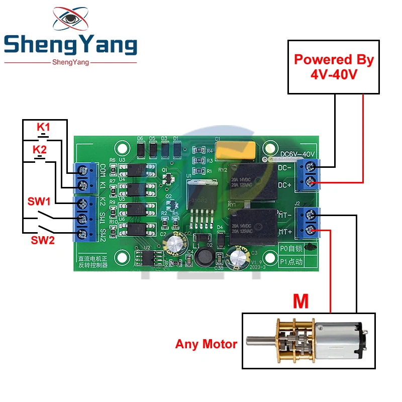 Generic Tzt Dc 6v 12v 24v Dc Motor Forward And Reverse Controller 20a High Current With Limit ...