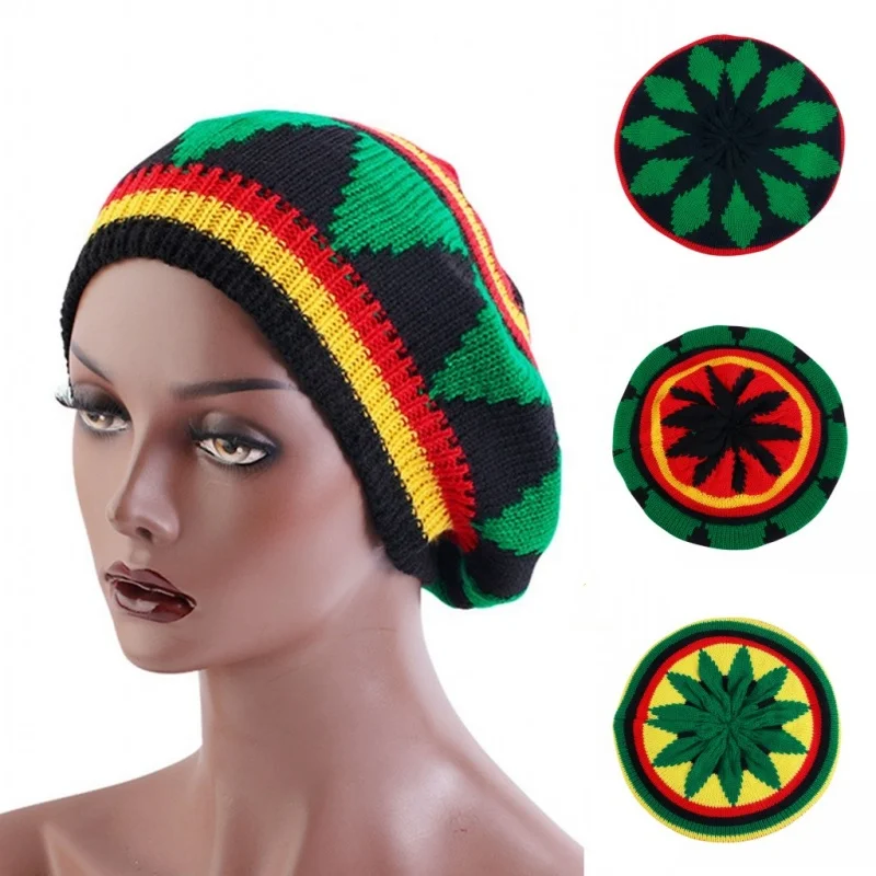 Men Women Reggae Jamaican Knitted Hat Bob Rasta Beanie Hat Retro Stripe ...
