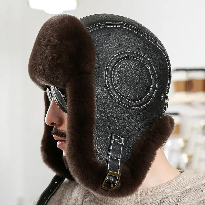 Rabbit Fur Russian Bomber Hat | Russian Winter Hat Earflaps | Russian ...