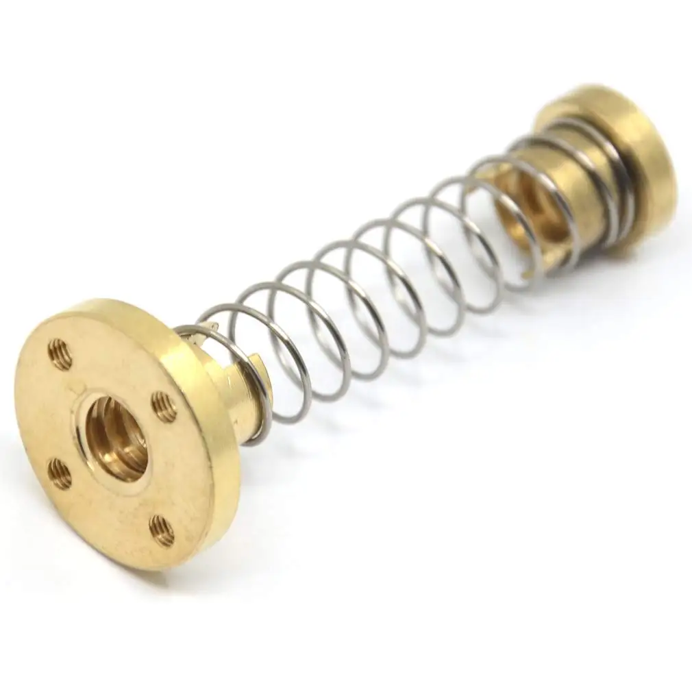 T8 Lead Screw Brass Nut Pitch 2mm Lead 1/2/4/8/12/14mm Anti Backlash Spring Nut To Upgrade 3D ...