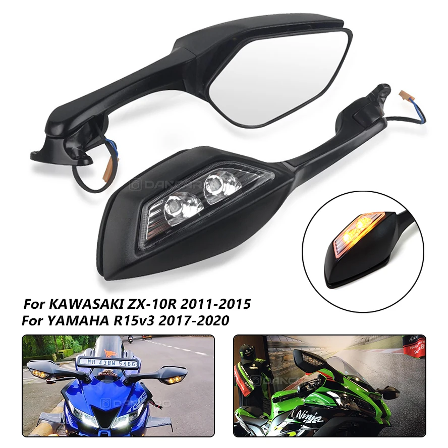Motorcycle-Modified-Accessories-Dual-Light-LED-Rearview-Mirror-For ...