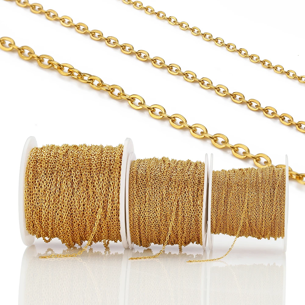 2Meters Stainless Steel Gold Plated Necklace Chain for Necklace ...