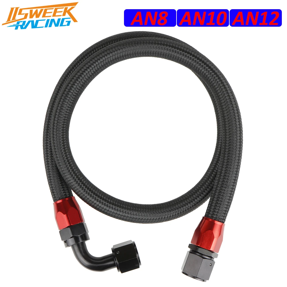 Universal Stainles Steel Nylon Braided Oil Fuel Hose Line Kit 1m/3ft ...