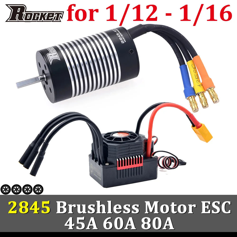 SURPASS BRUSHLESS 45A ESC 2845 3600KV MOTOR COMBO WATERPROOF 2-3S 1/16 ...